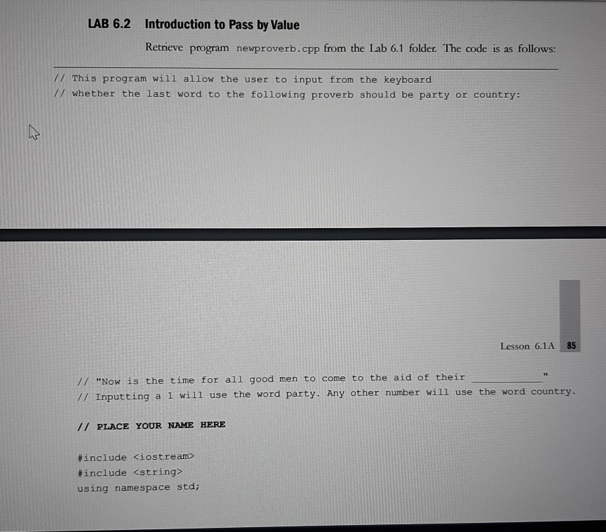 Solved LAB 6.2 Introduction to Pass by Value Retrieve | Chegg.com