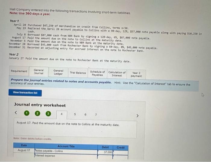 Solved Hall Company entered into the following transactions | Chegg.com