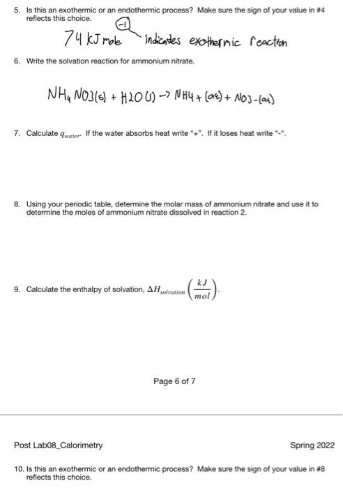 PAPT 2: Heats of Dissolution 1. Write the solvation | Chegg.com
