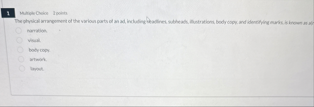 Solved 1Multiple Choice 2 ﻿pointsThe physical arrangement of | Chegg.com