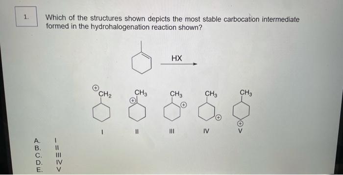 Solved 1. Which of the structures shown depicts the most | Chegg.com