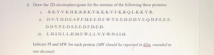 d. Draw the 2D-electropherogram for the mixture of | Chegg.com