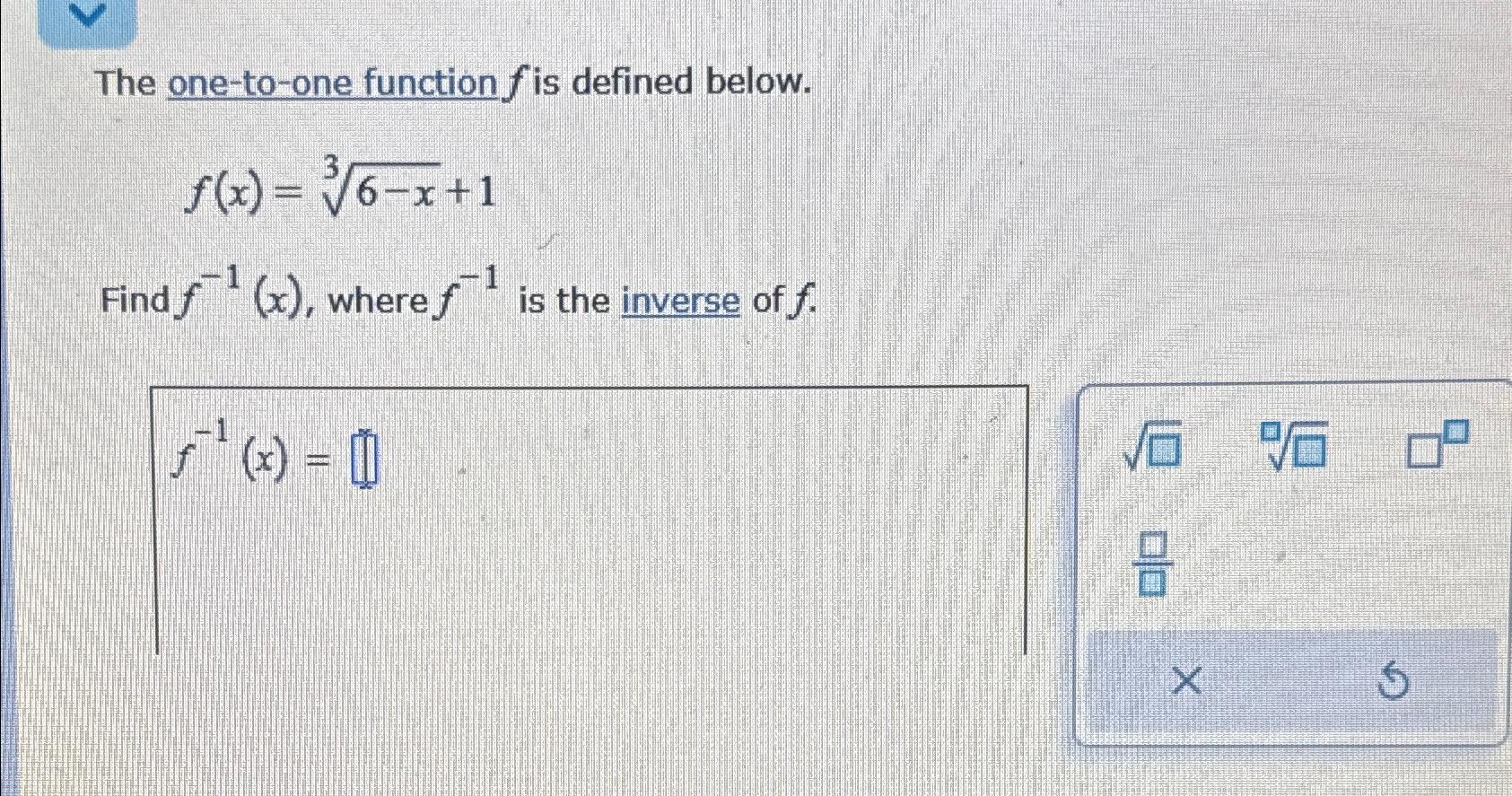 Solved The one-to-one function f ﻿is defined | Chegg.com