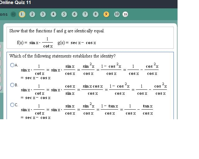 Solved Show that the functions f and g are identically | Chegg.com