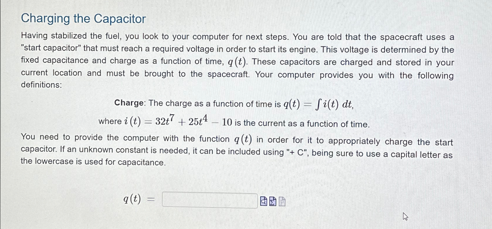 Solved Charging the CapacitorHaving stabilized the fuel, you | Chegg.com