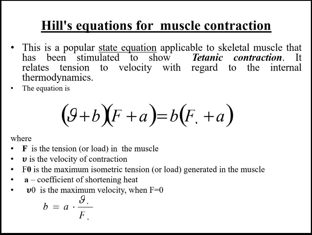 Solved Hill's equations for muscle contraction • This is a | Chegg.com