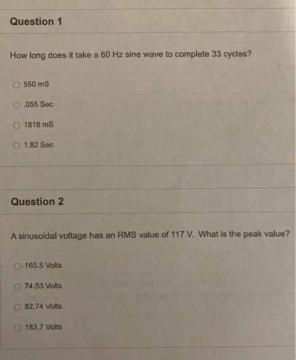 Solved How long does it take a 60 Hz sine wave to complete | Chegg.com
