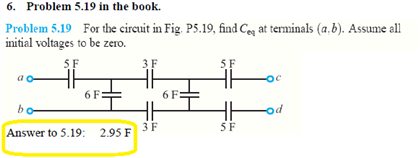 Solved For the circuit in Fig. P5.19, find Ceq at terminals | Chegg.com