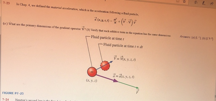 Solved 7-23 In Chap 4, we defined the material acceleration, | Chegg.com