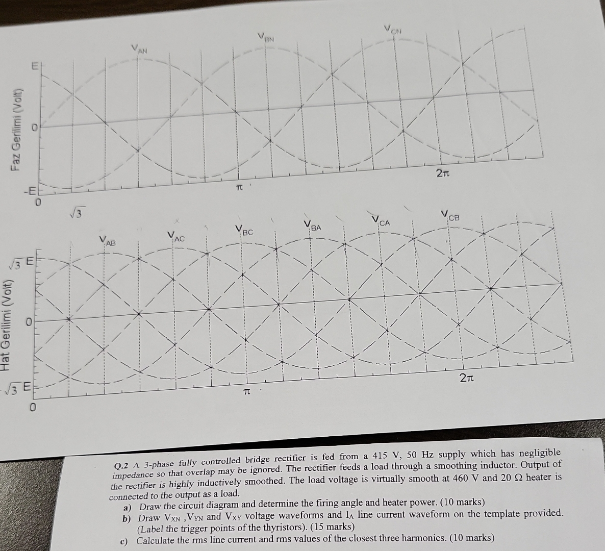Solved Q. 2 ﻿A 3-phase fully controlled bridge rectifier is | Chegg.com