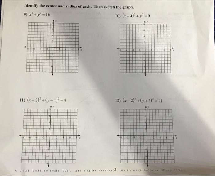 Solved Identify the center and radius of each. Then sketch | Chegg.com