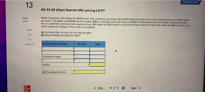 Solved QS 23-20 (Algo) Special offer pricing LO P7 Radar | Chegg.com