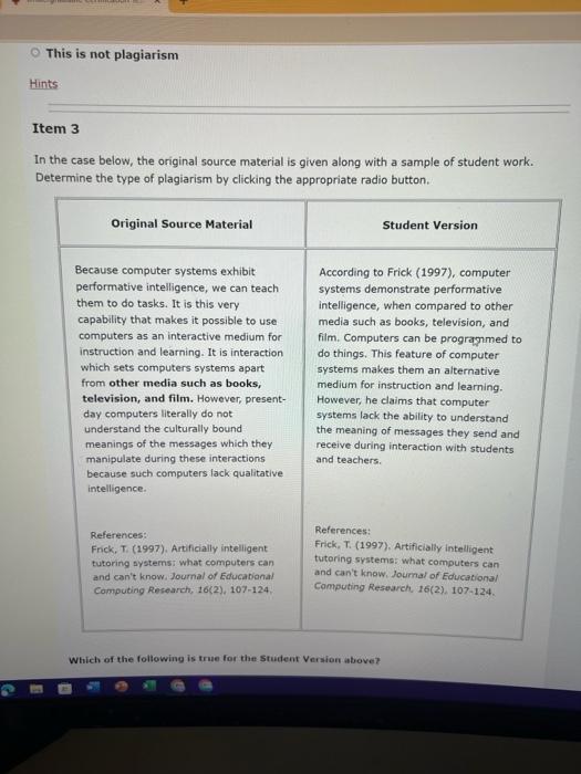 Iu plagiarism test. 1-10, which of the following is | Chegg.com