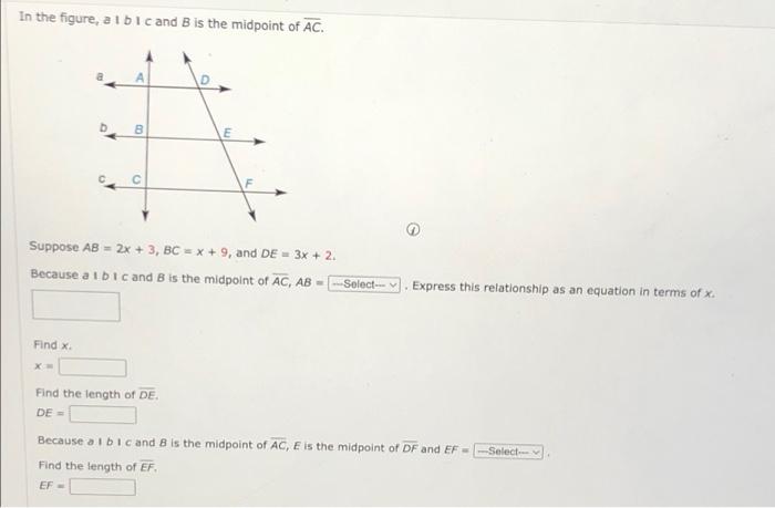 Solved In the figure, a 1 b1c and B is the midpoint of AC. | Chegg.com