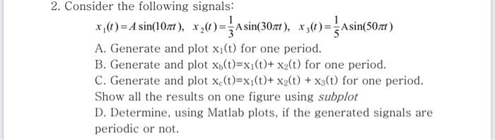 Solved Consider the following signals: | Chegg.com