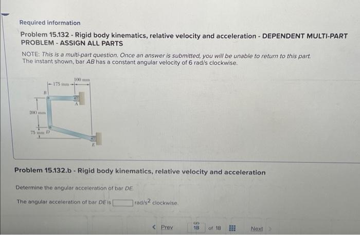 Solved Required information Problem 15.132 - Rigid body | Chegg.com