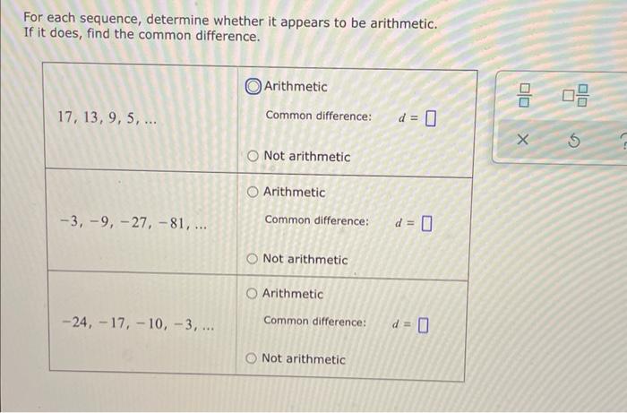 Solved For each sequence, determine whether it appears to be | Chegg.com