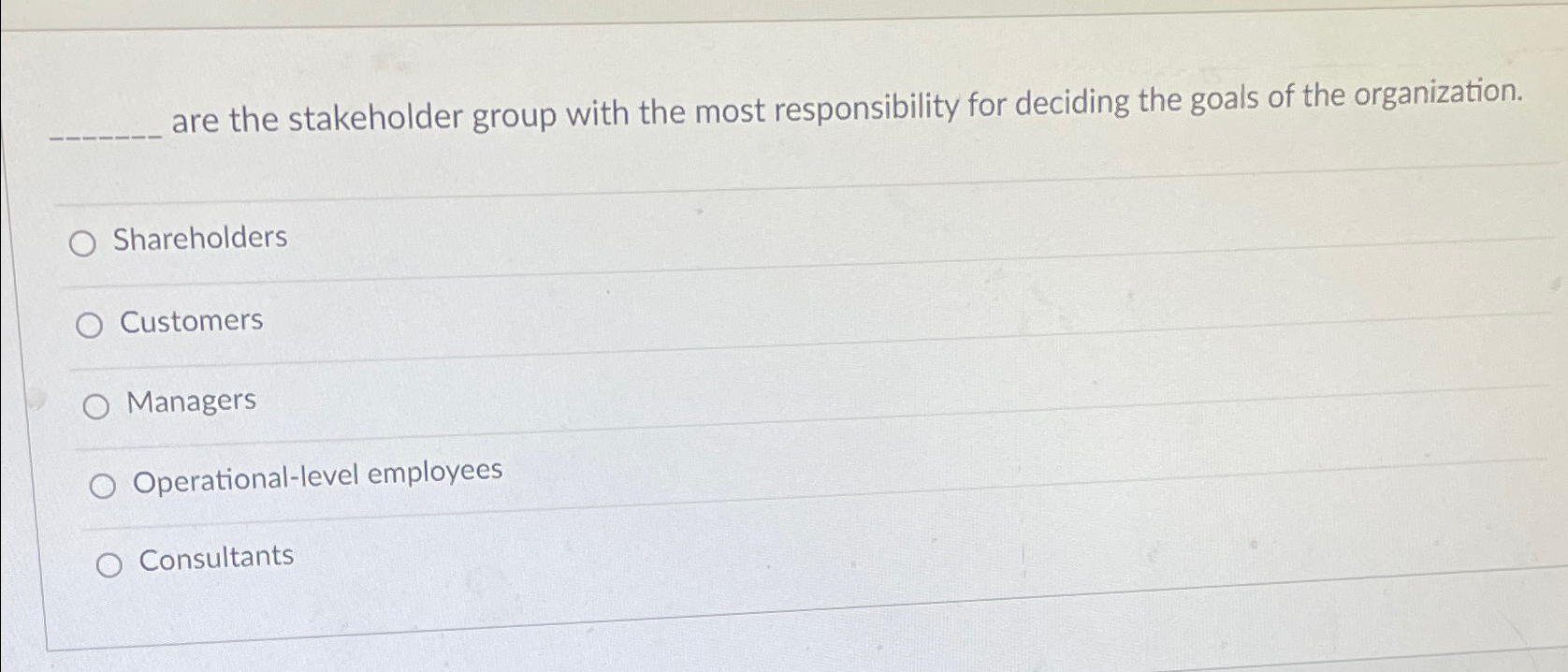 Solved are the stakeholder group with the most | Chegg.com