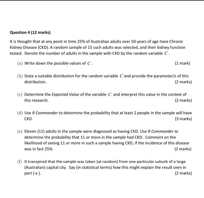 Solved Question 4 (12 marks) It is thought that at any point | Chegg.com