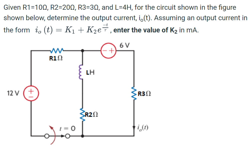 Solved Given R1=10Ω,R2=20Ω,R3=3Ω, ﻿and L=4H, ﻿for the | Chegg.com