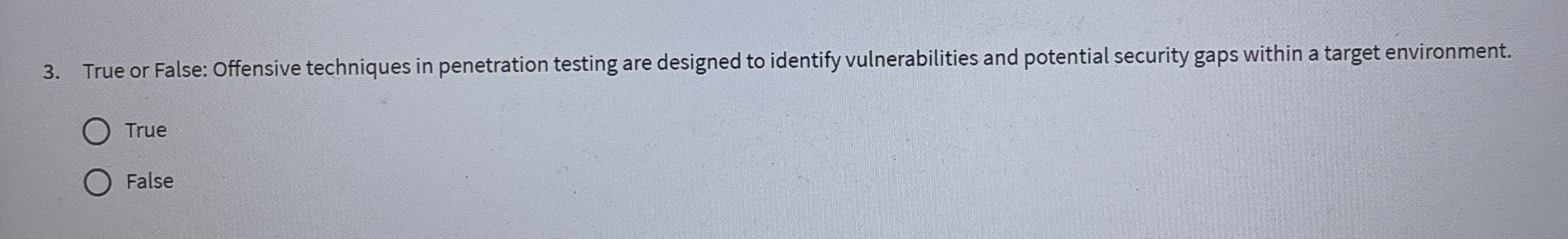 Solved True or False: Offensive techniques in penetration | Chegg.com