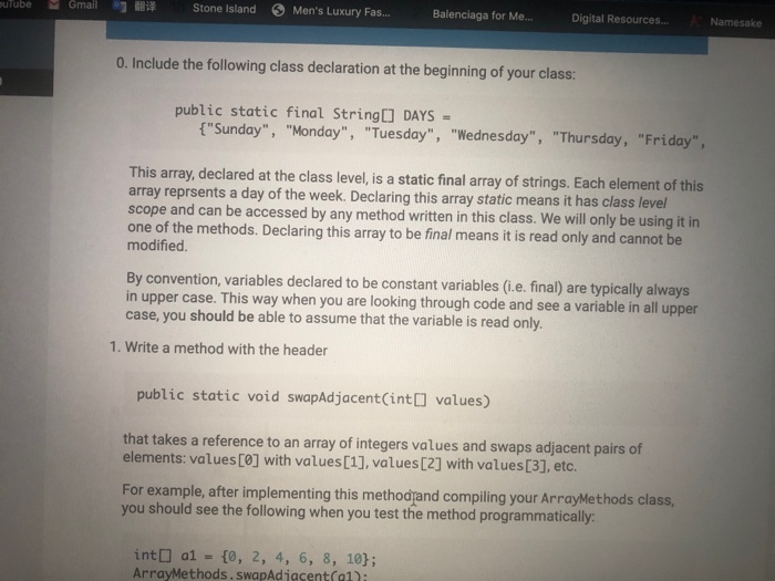 Solved Problem 8: Array-processing methods 15 points total | Chegg.com