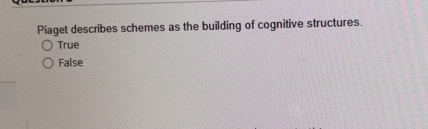 Solved Piaget describes schemes as the building of cognitive | Chegg.com