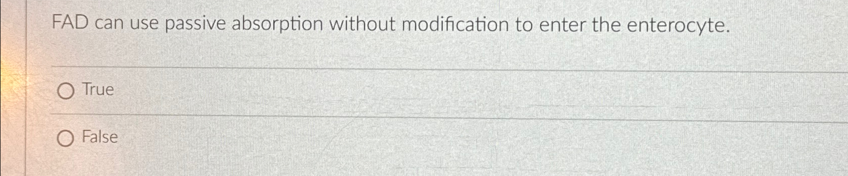 Solved FAD can use passive absorption without modification | Chegg.com