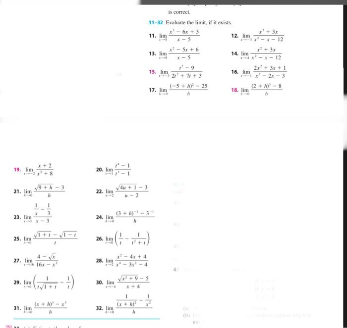 Solved 11-32 Evaluate the limit, if it exists. 11. | Chegg.com