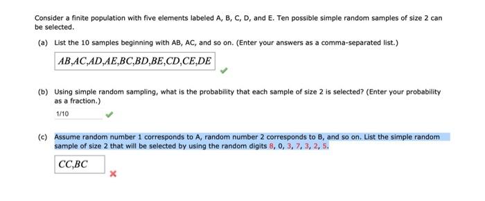 Solved Consider a finite population with five elements | Chegg.com