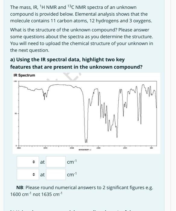 Solved The mass, IR, 1H NMR and 13C NMR spectra of an | Chegg.com