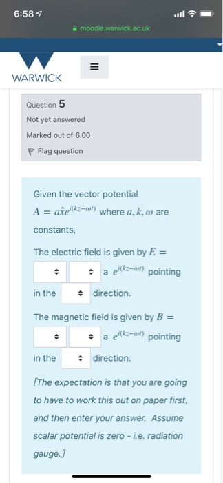 Solved 6:587 ole warwickacuk moodle.warwick.ac.uk WARWICK | Chegg.com