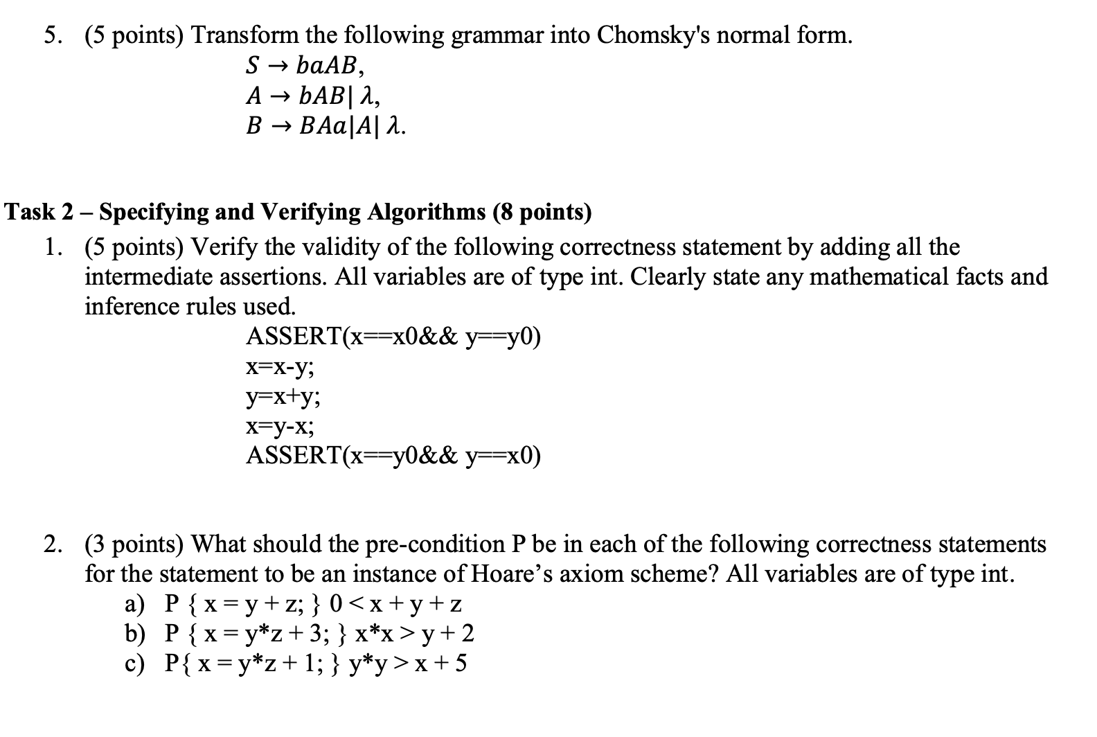 Solved (5 ﻿points) ﻿Transform the following grammar into | Chegg.com