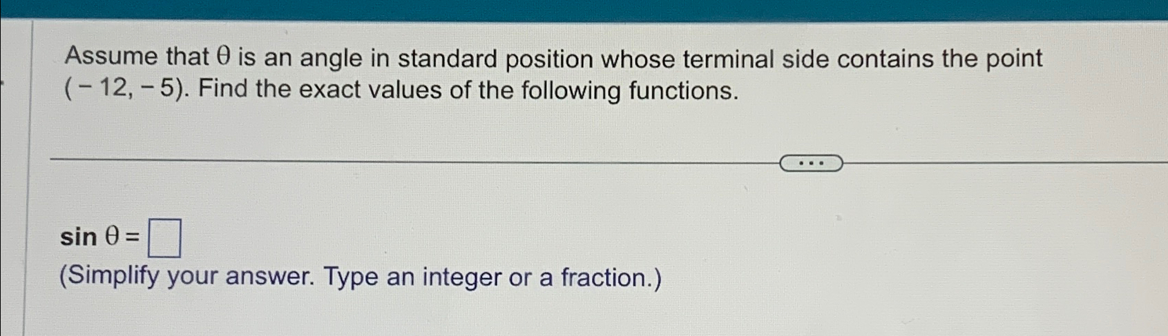 Solved Assume that θ ﻿is an angle in standard position whose | Chegg.com