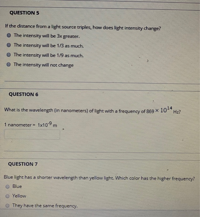 Solved QUESTION 5 If the distance from a light source | Chegg.com