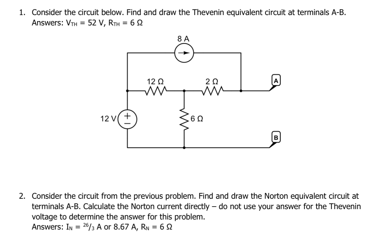 Solved by an EXPERT Consider the circuit below. Find and draw the | Chegg.com