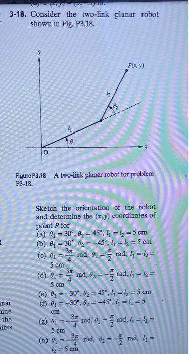 Solved 3-18. Consider the two-link planar robot shown in | Chegg.com