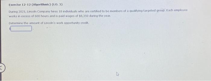 Solved Exercise 12-12 (Algorithmic) (LO. 3) During 2021, | Chegg.com