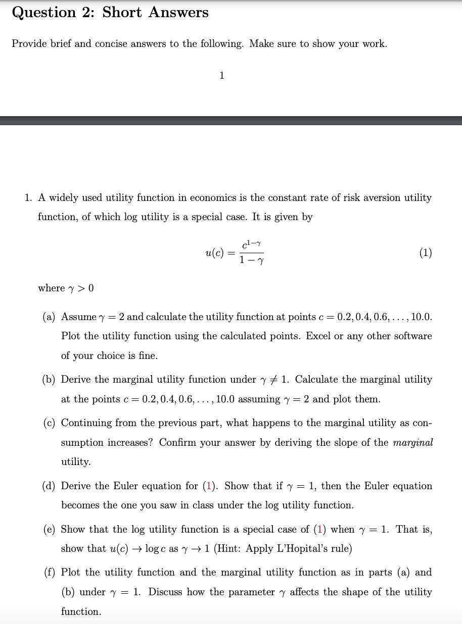 Solved Question 2: Short AnswersProvide brief and concise | Chegg.com