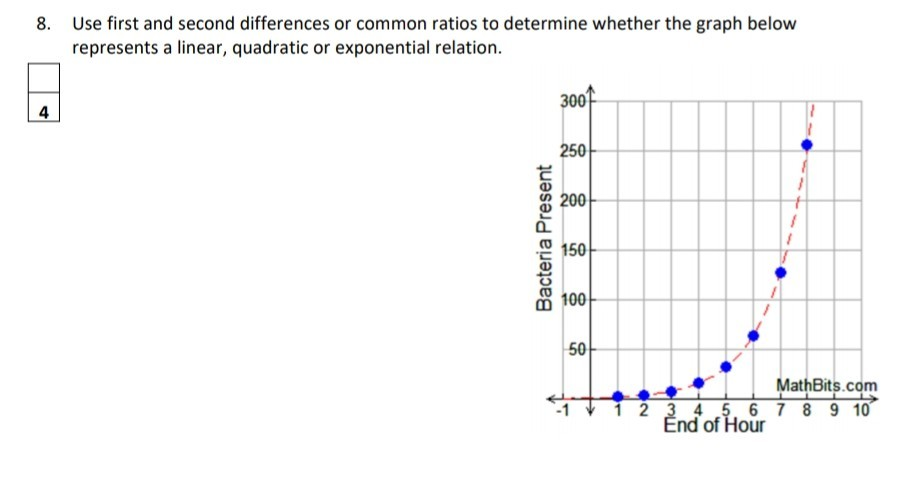 Solved 8. Use first and second differences or common ratios | Chegg.com