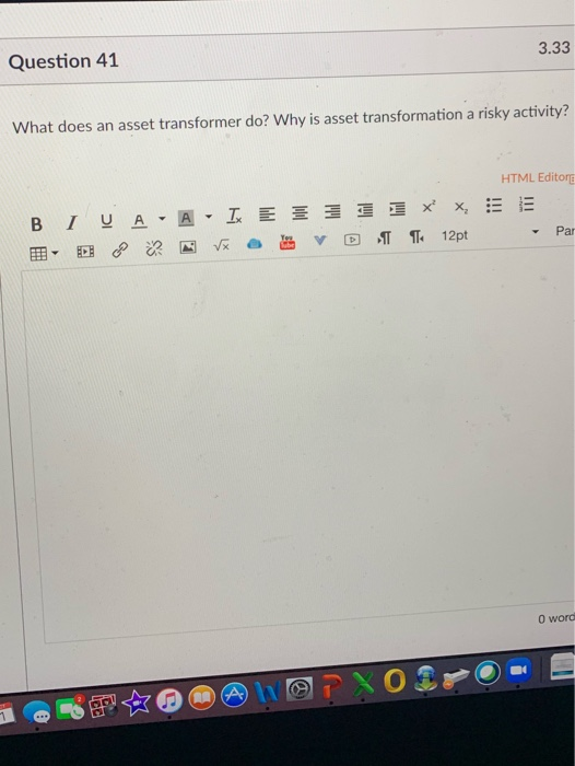 Solved 3.33 Question 41 What does an asset transformer do? | Chegg.com