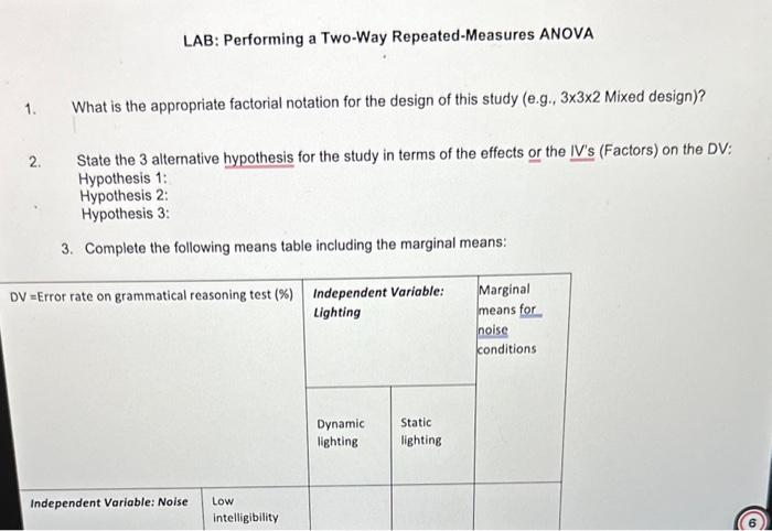 Solved LAB: Performing a Two-Way Repeated-Measures ANOVA 2. | Chegg.com