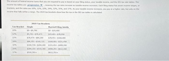 Solved Use the tax bracket information to fill in the | Chegg.com