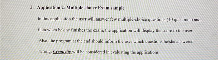 Solved 2. Application 2: Multiple choice Exam sample In this | Chegg.com