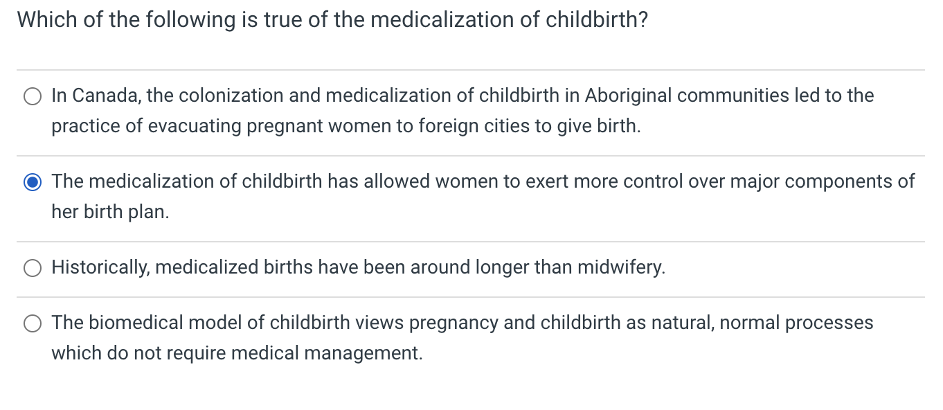 Solved Which of the following is true of the medicalization | Chegg.com