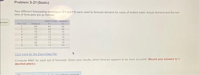 Solved Problem 3-21 (Static) Two different forecasting | Chegg.com