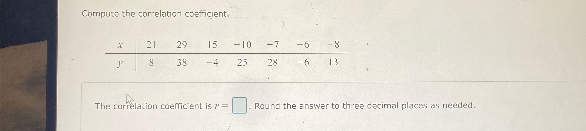 Solved Compute the correlation | Chegg.com