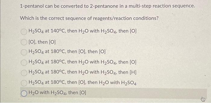 Solved 1-pentanol can be converted to 2-pentanone in a | Chegg.com