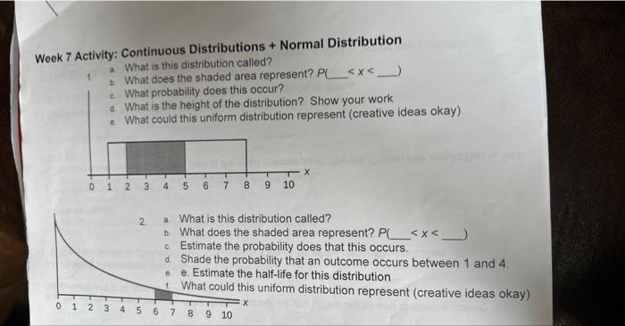 Solved Week 7 Activity: Continuous Distributions + Normal | Chegg.com
