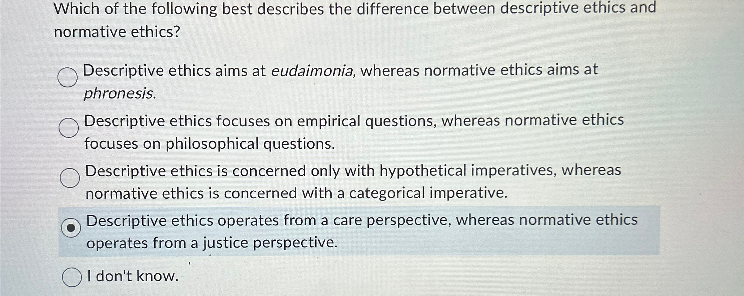 Solved Which of the following best describes the difference | Chegg.com